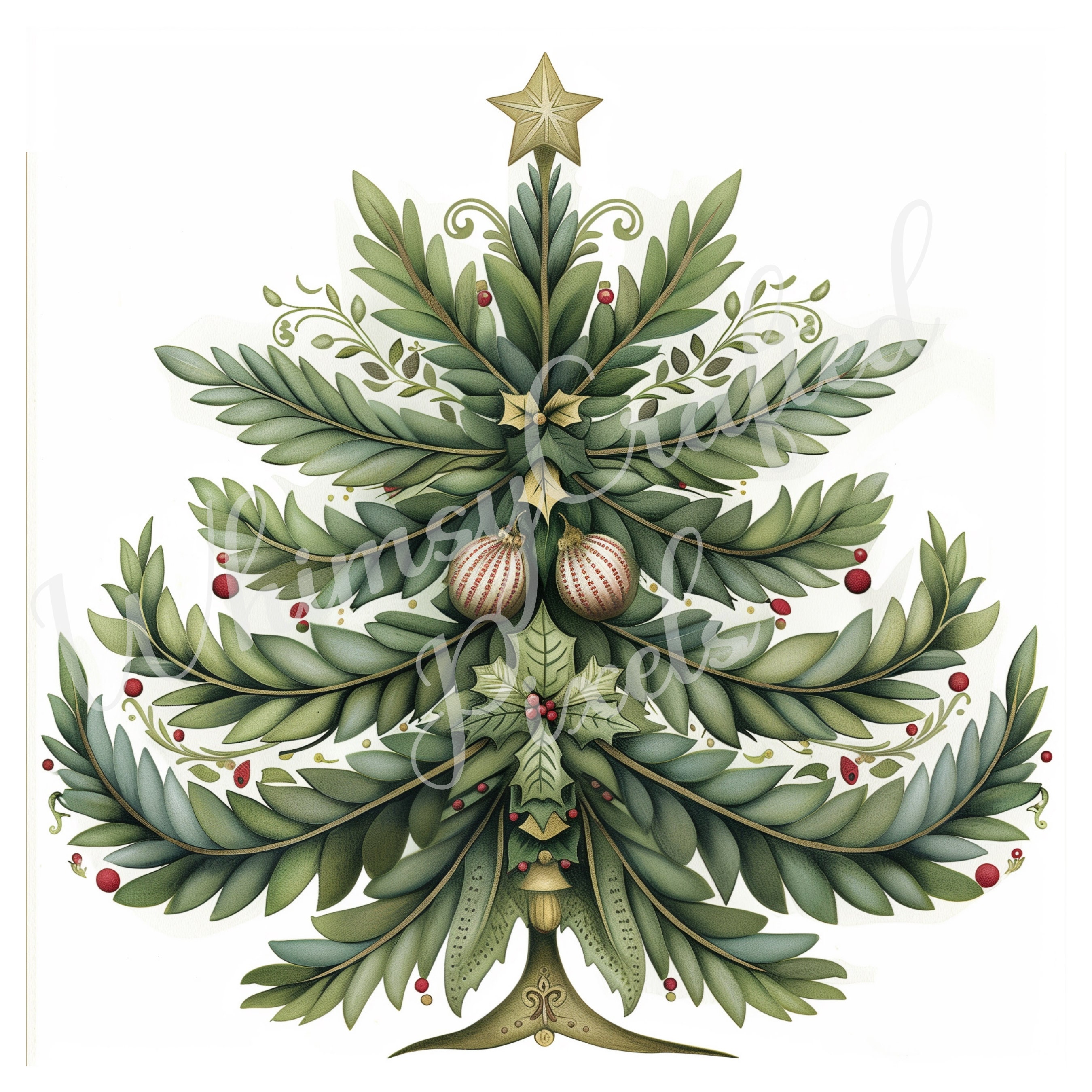 Fanciful Christmas Tree Digital Pages | Holiday Printable Digital ...