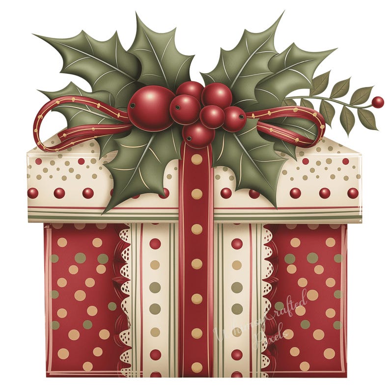 Red and Green Christmas Gifts Clip Art Set | Holiday Digital Images ...