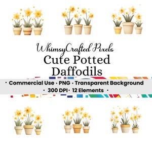 Cute Potted Daffodils Clip Art Set | Digital Daffodil Images for ...