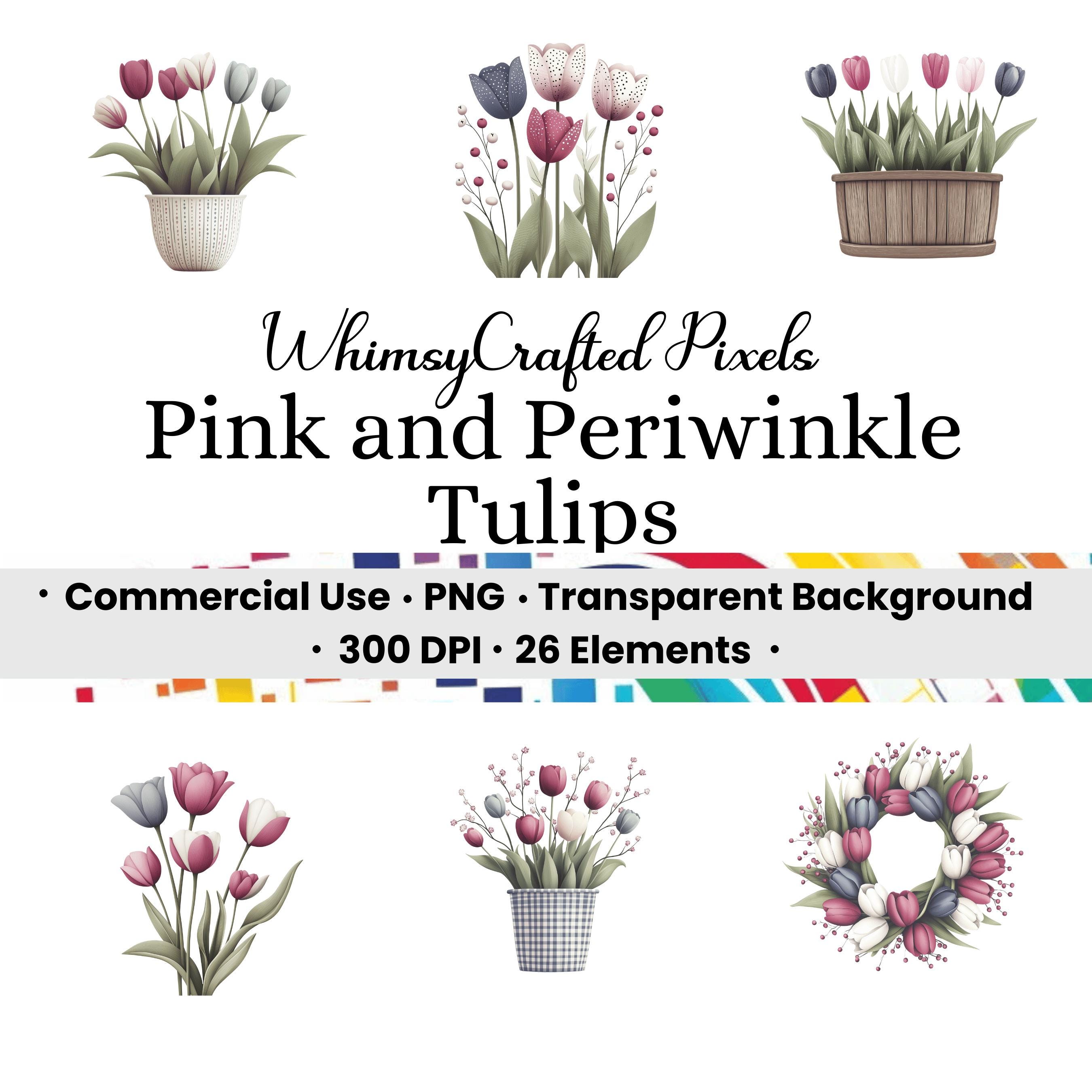 Pink & Periwinkle Tulips Clip Art Set | Digital Images for Scrapbooks ...