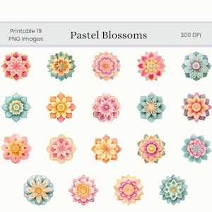 Pastel Flower Blossoms Clip Art Set | Digital Floral Images for ...