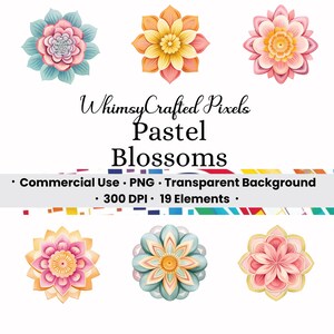 Pastel Flower Blossoms Clip Art Set | Digital Floral Images for ...