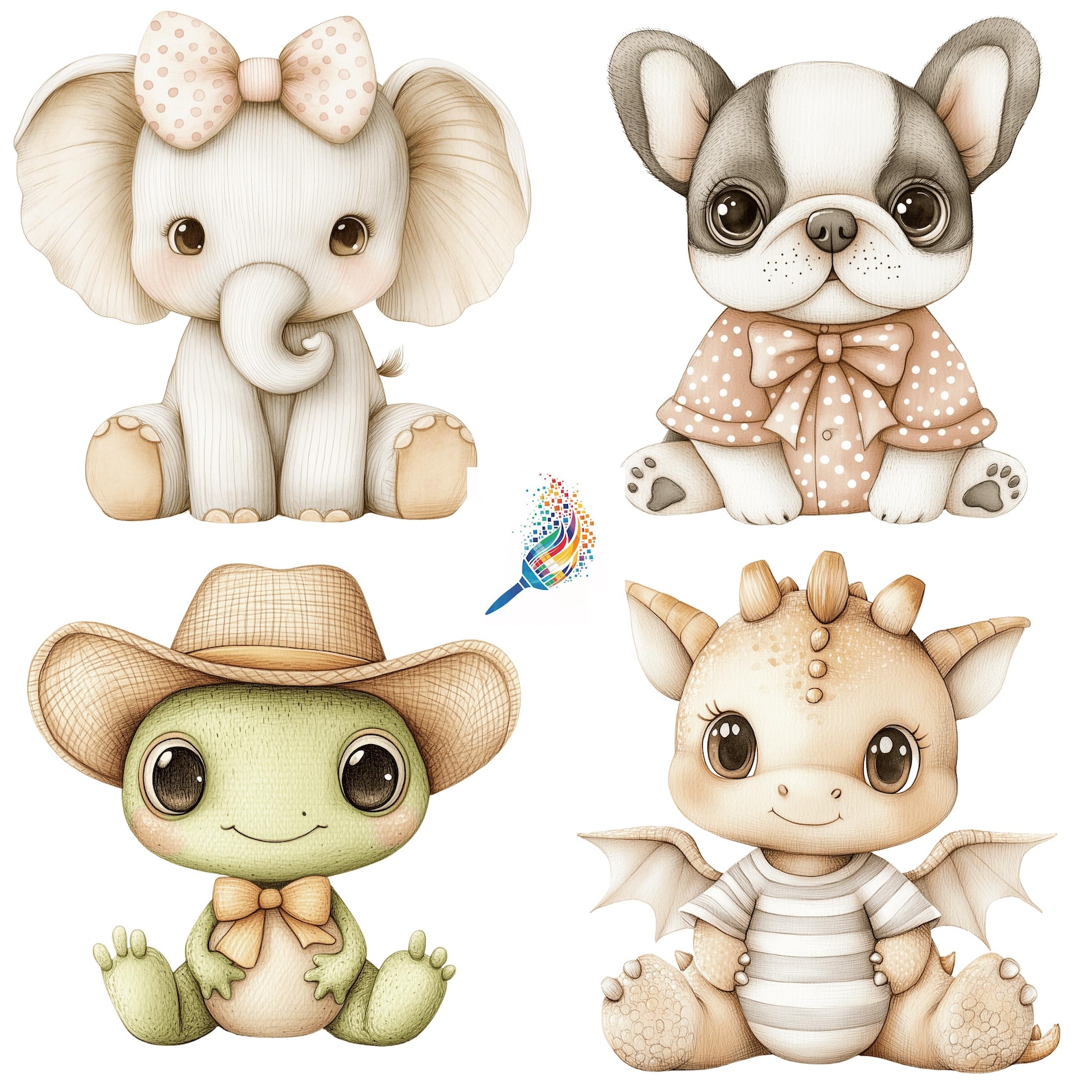 Cute Stuffed Animals Clip Art Set | Digital Nursery Images | Scrapbooks ...