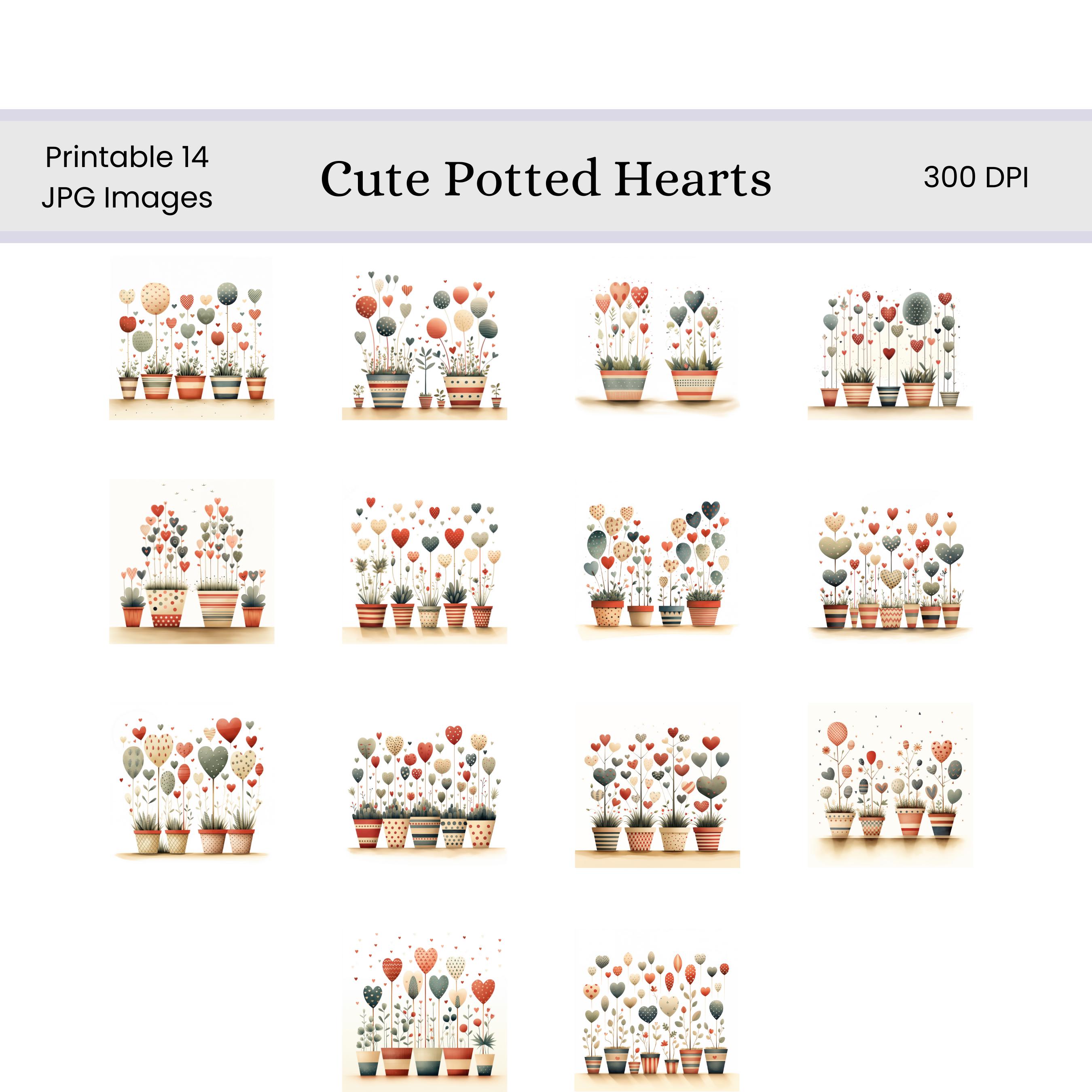 Cute Potted Hearts Digital Pages | Colorful Printable Digital ...