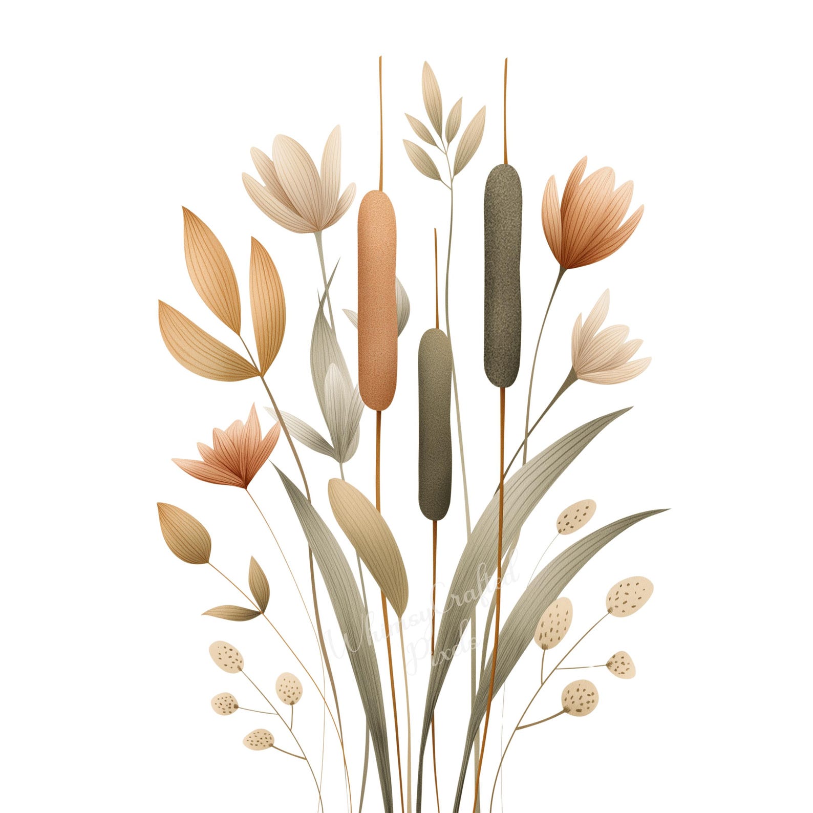 Cattails Clip Art Set | Digital Autumn Images for Scrapbooks, Card ...