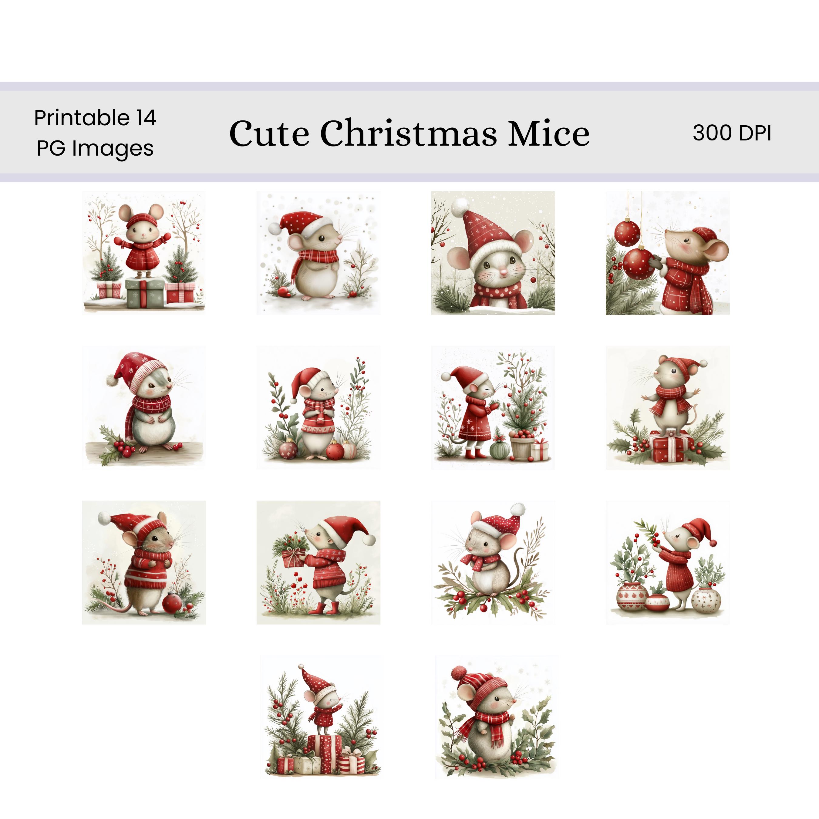 Cute Christmas Mouse Digital Pages | Holiday Printable Digital ...