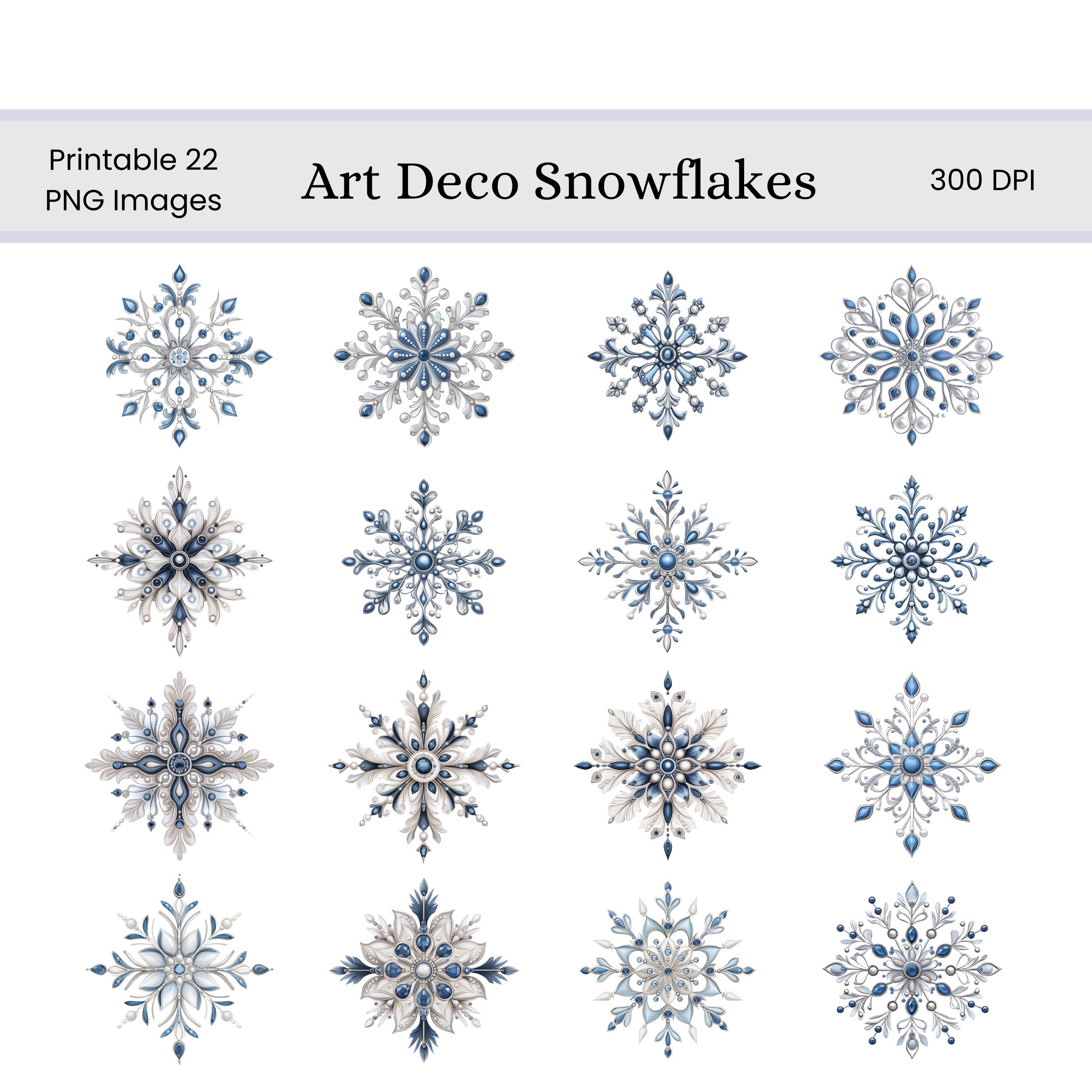 Art Deco Snowflakes Clip Art Set | Winter Digital Images | Scrapbooks ...