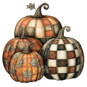 Plaid Pumpkins Clip Art Set | Pretty Fall Digital Images | Scrapbooks ...