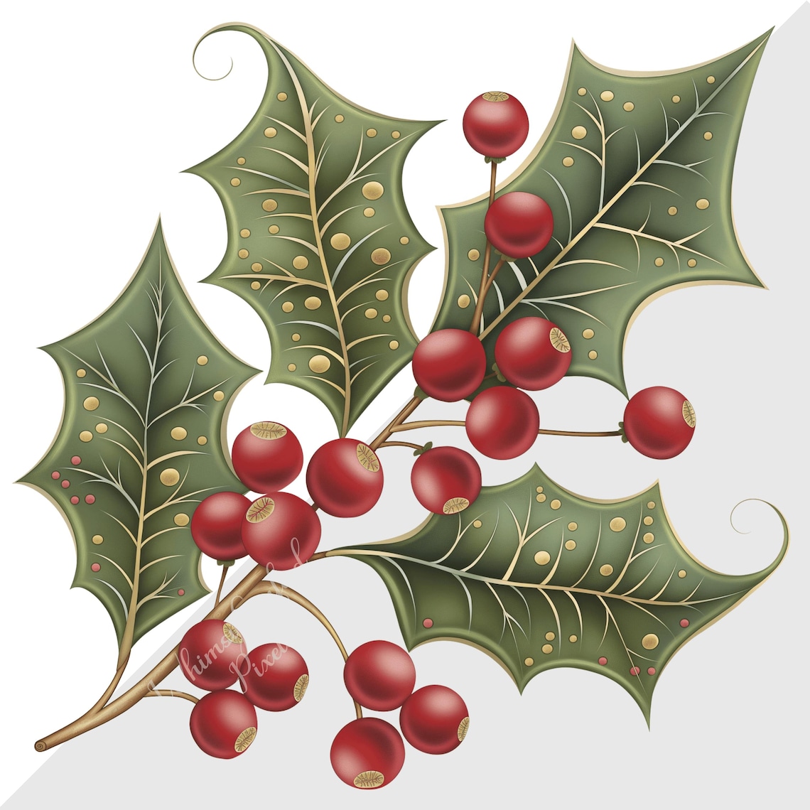 Christmas Holly Clip Art Set | Holiday Digital Images | Scrapbooks ...