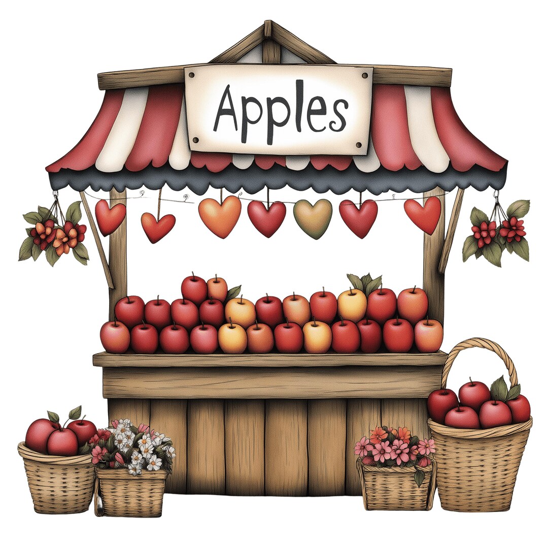 Apple Market Stands Clip Art Set | Digital Apple Shop Images for ...