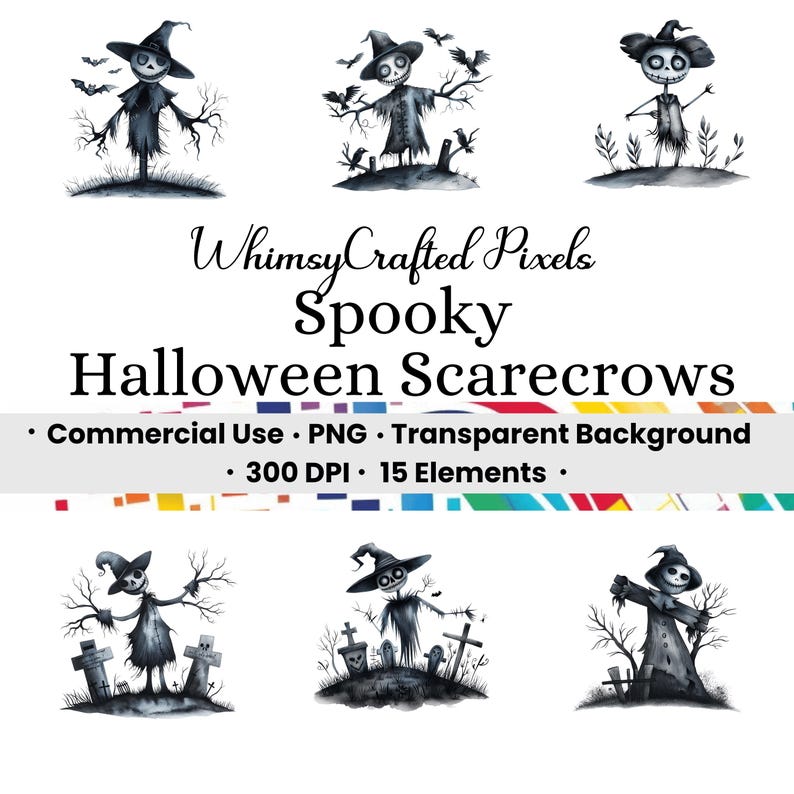 Spooky Scarecrows Clip Art Set | Digital Halloween Images for ...