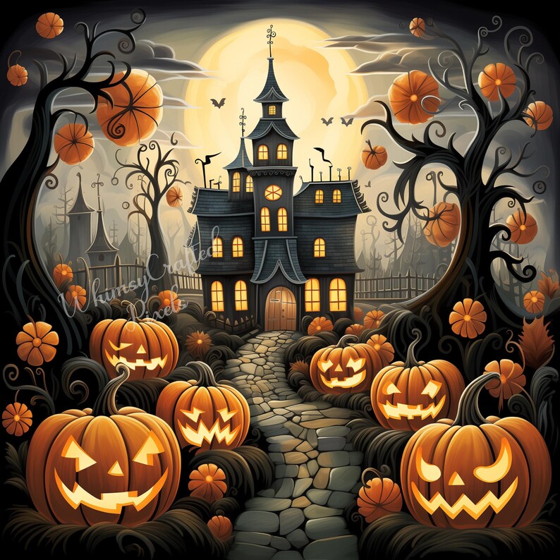 Whimsical Haunted Houses Digital Pages | Halloween Printable Digital ...