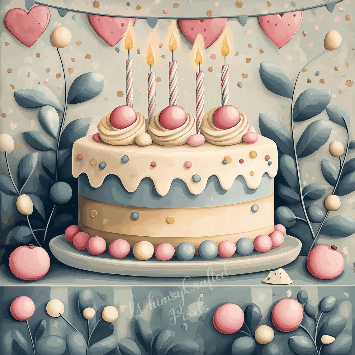Fun Birthday Cakes Digital Pages | Printable Digital Birthday ...