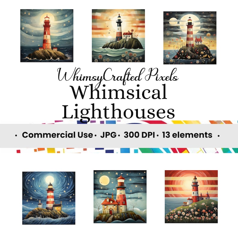 Whimsical Lighthouses Digital Pages | Lighthouse Printable Digital ...