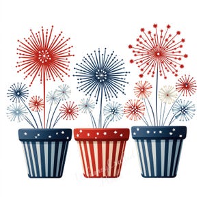 Fireworks Flowers Digital Pages | Independence Day Printable Digital ...