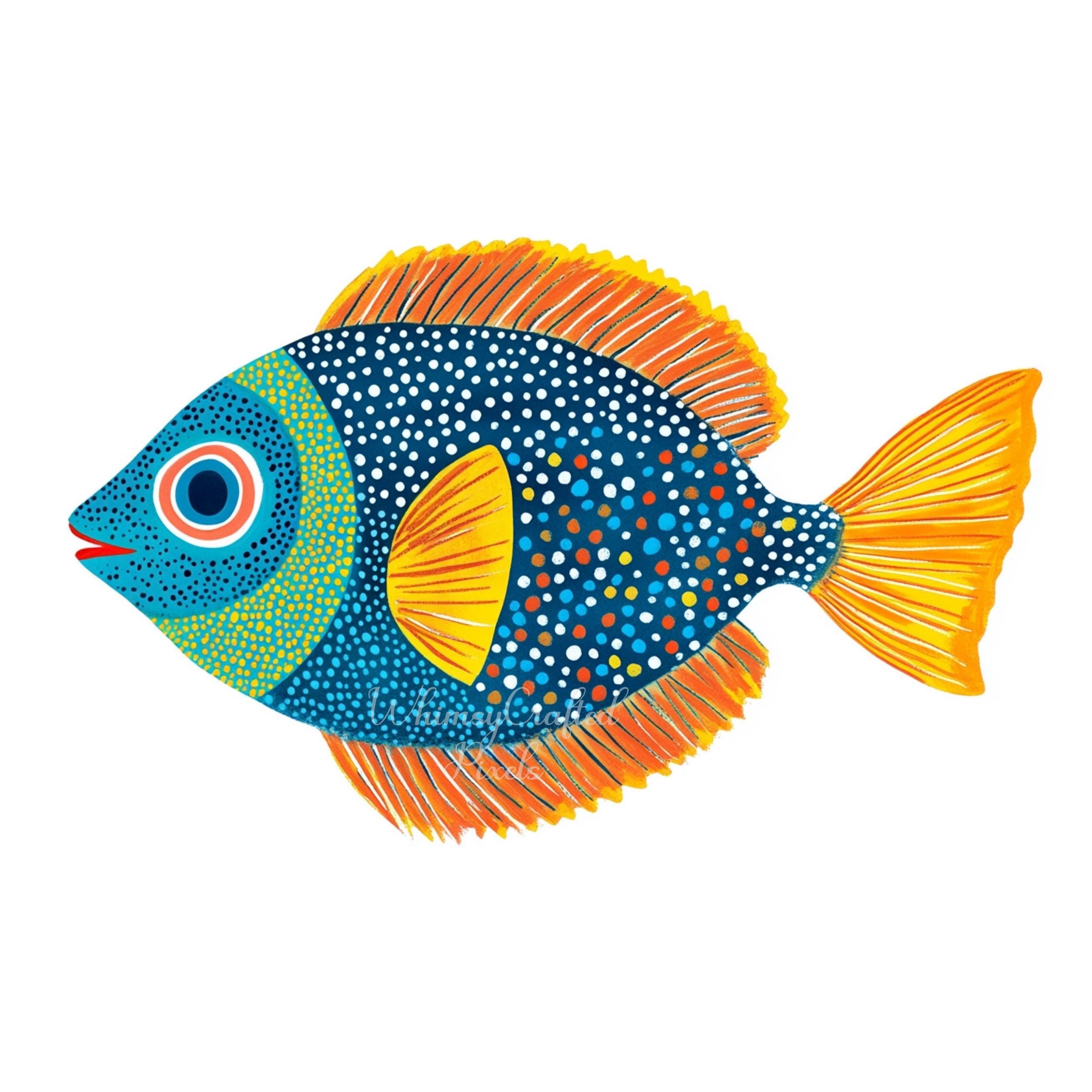 Cute Blue & Orange Fish Digital Pages | Nautical Printable Digital ...