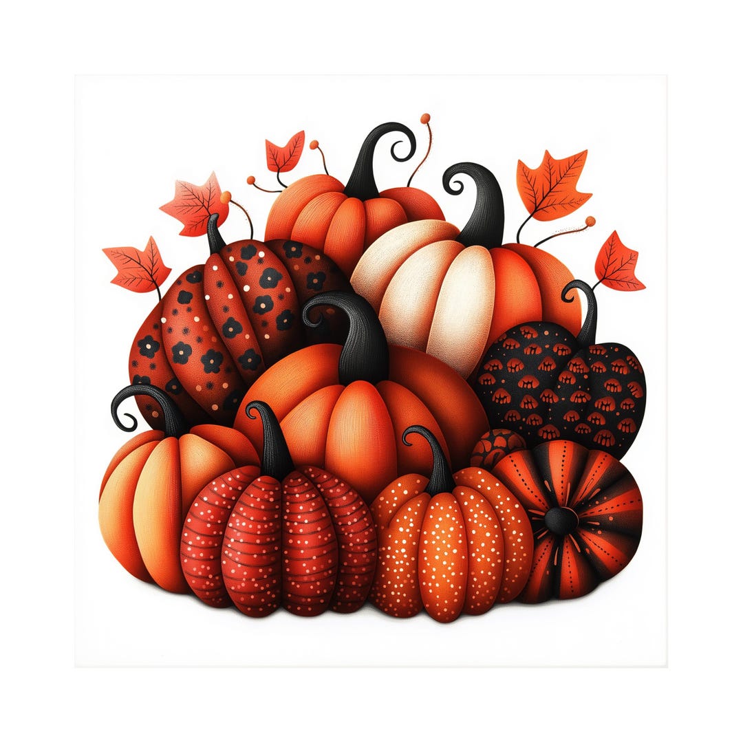 Vivid Fall Pumpkin Digital Pages | Autumn Printable Digital Backgrounds ...
