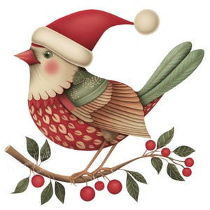 Christmas Santa Birds Clip Art Set | Holiday Digital Images ...