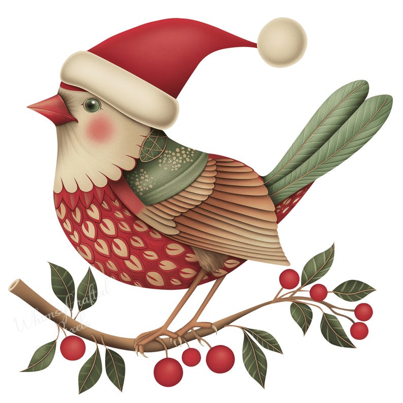Christmas Santa Birds Clip Art Set | Holiday Digital Images ...
