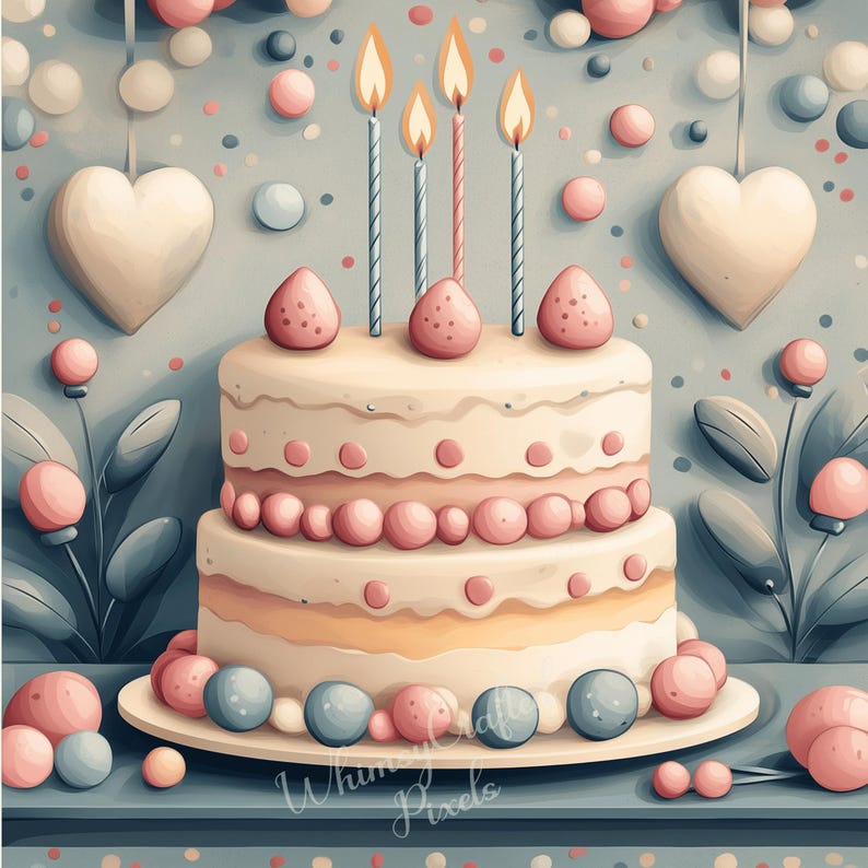 Fun Birthday Cakes Digital Pages | Printable Digital Birthday ...
