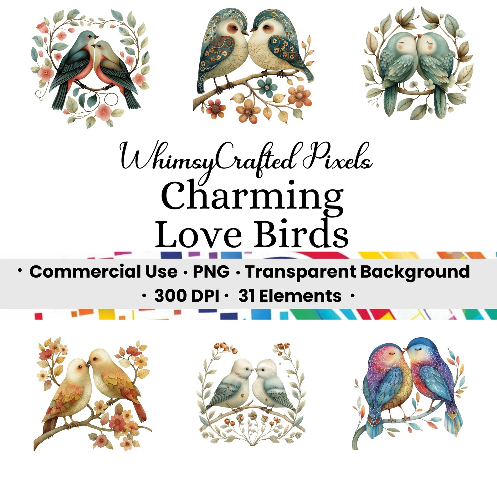 Charming Love Bird Clip Art Set | Cute Digital Images | for Scrapbooks ...