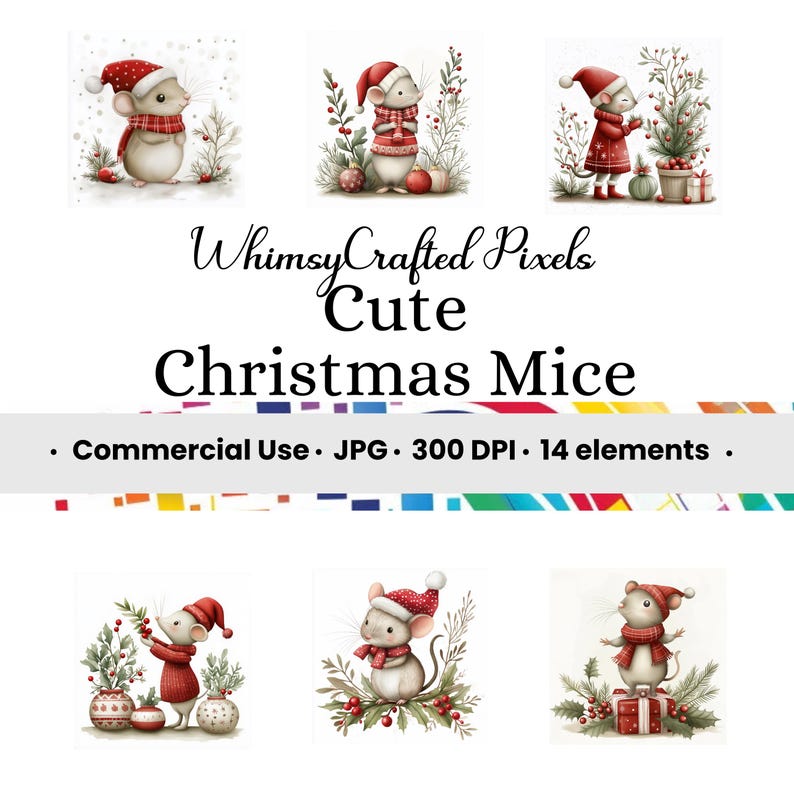 Cute Christmas Mouse Digital Pages | Holiday Printable Digital ...
