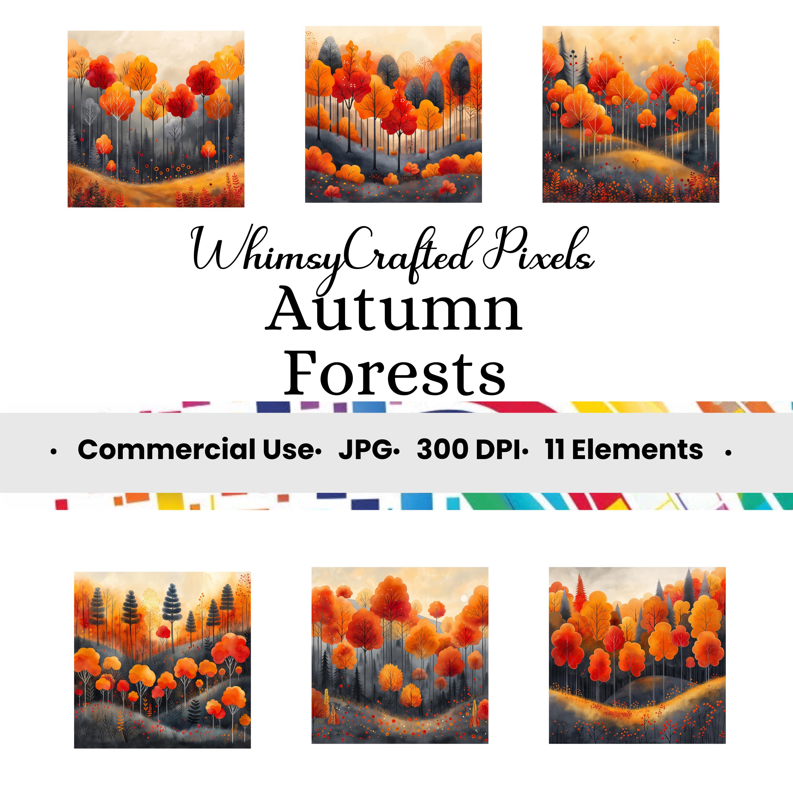 Pretty Autumn Forests Digital Pages | Fall Printable Digital ...