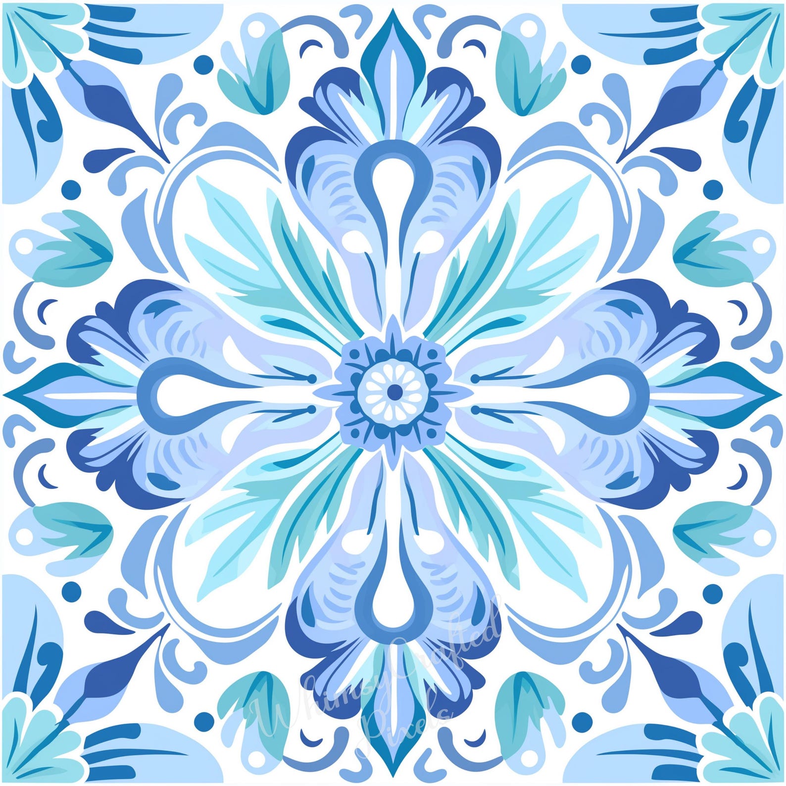 Periwinkle & Mint Tiles Digital Pages | Printable Digital Tile ...