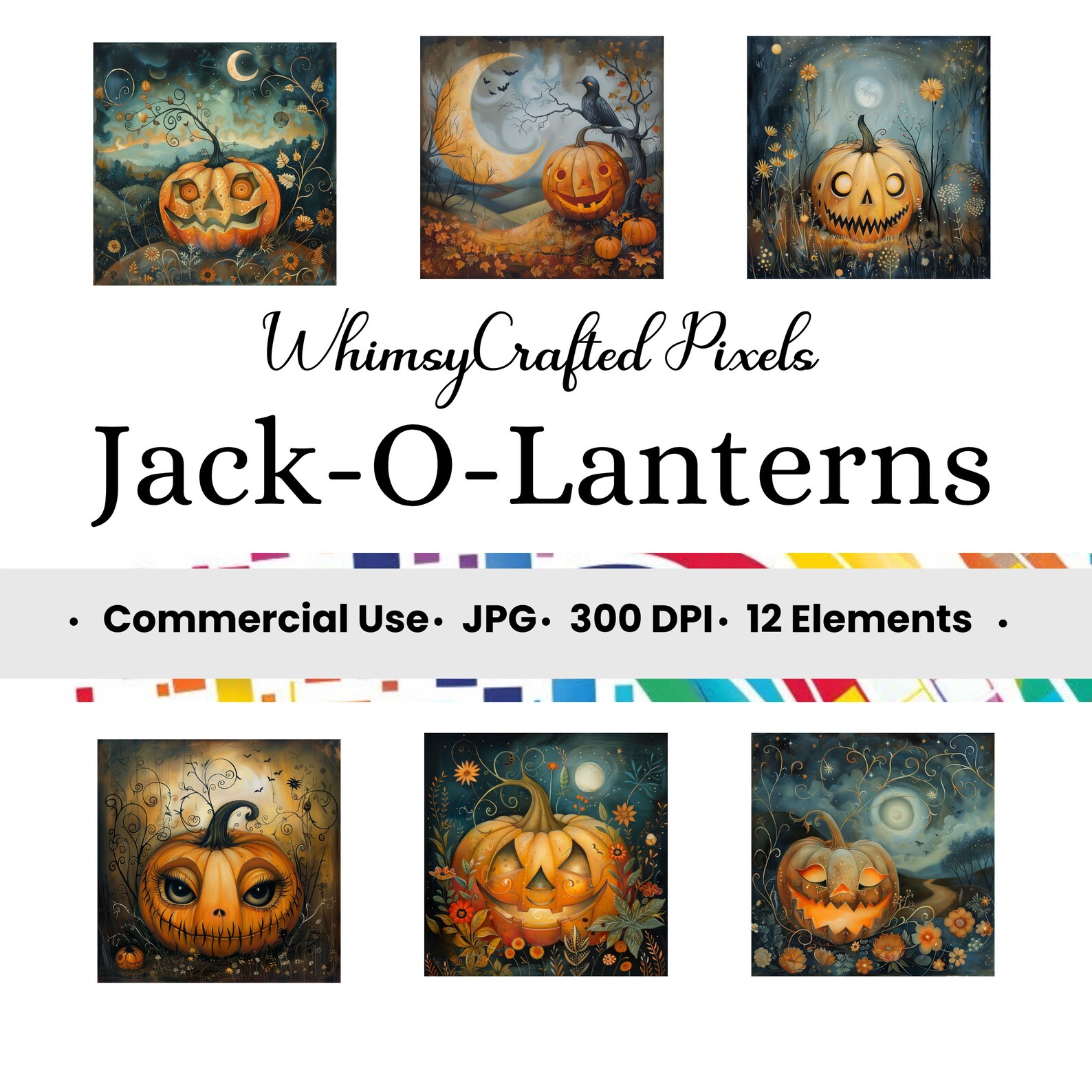 Jack-o-lantern Digital Pages | Halloween Printable Digital Backgrounds ...
