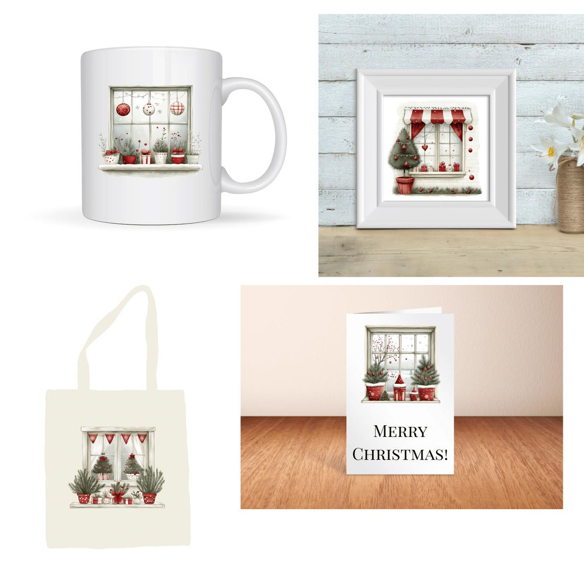 Charming Christmas Windows Clip Art Set | Digital Holiday Images for ...