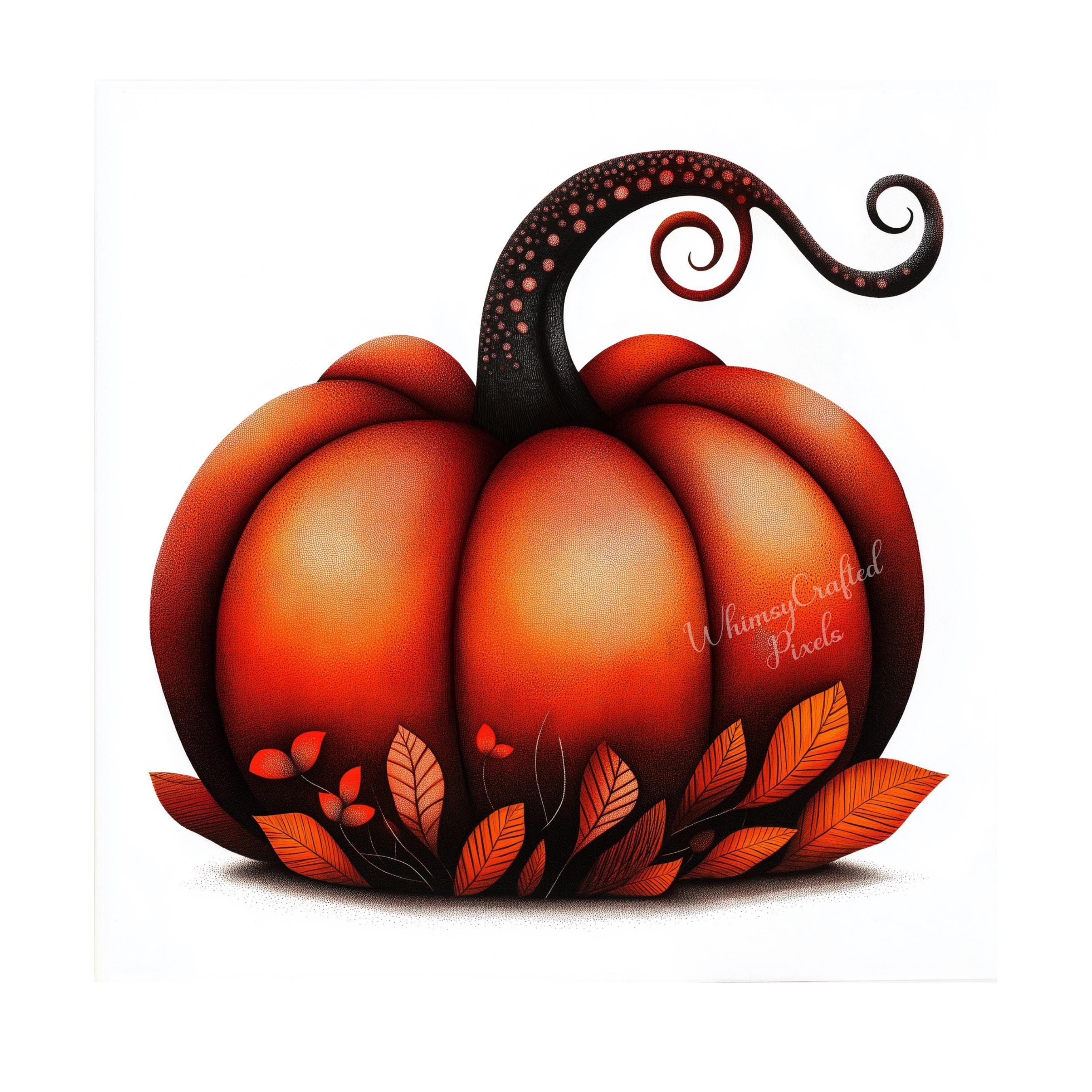 Vivid Fall Pumpkin Digital Pages Autumn Printable Digital Backgrounds ...