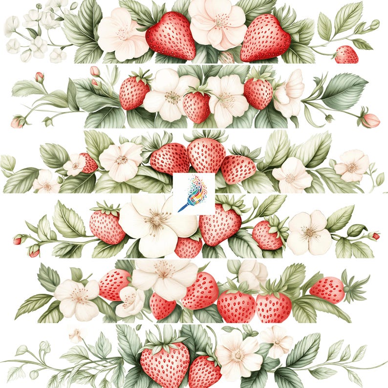 Strawberry Borders Clip Art Set | Digital Border Images for Scrapbooks ...