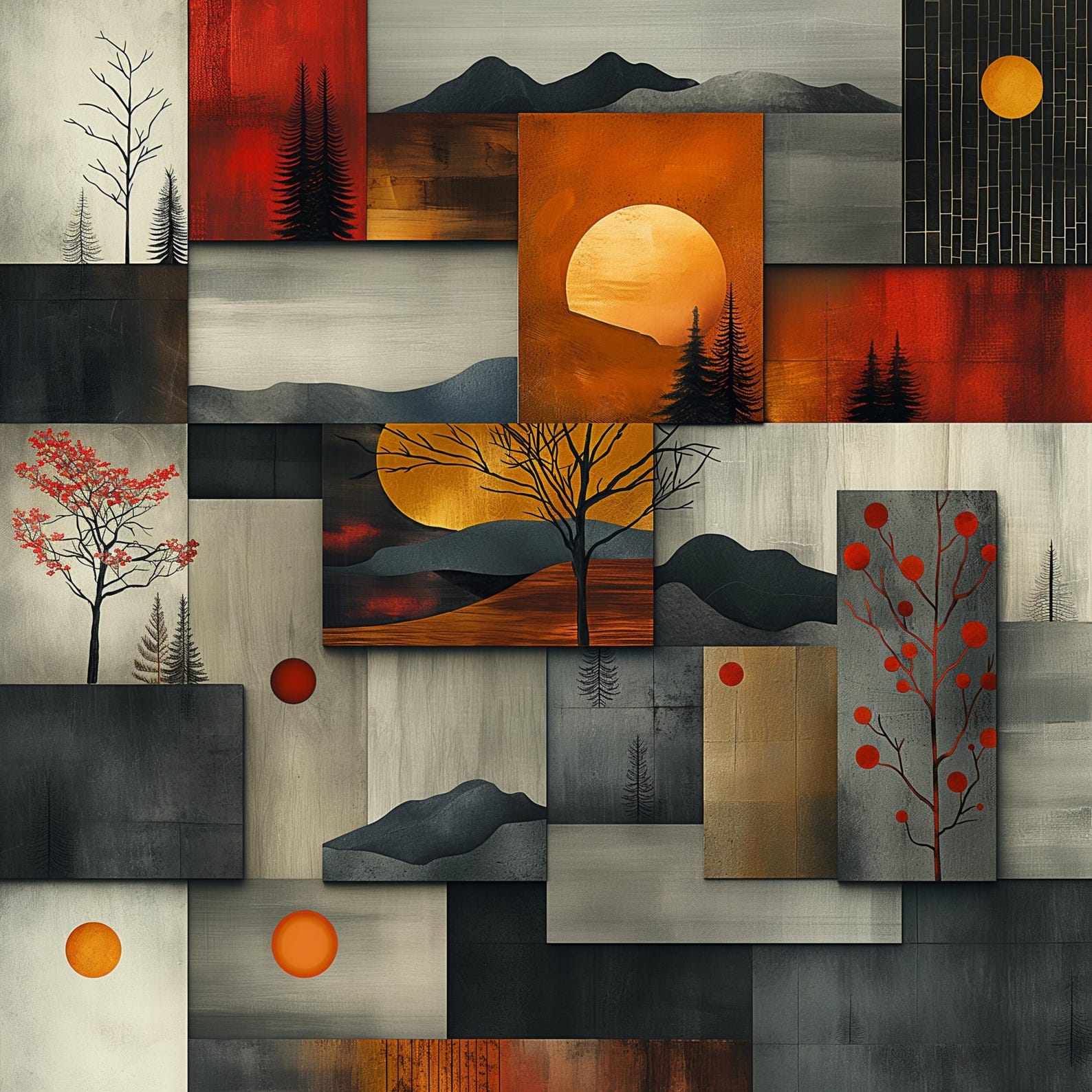 Patchwork Landscapes Digital Pages | Abstract Art Printable Digital ...