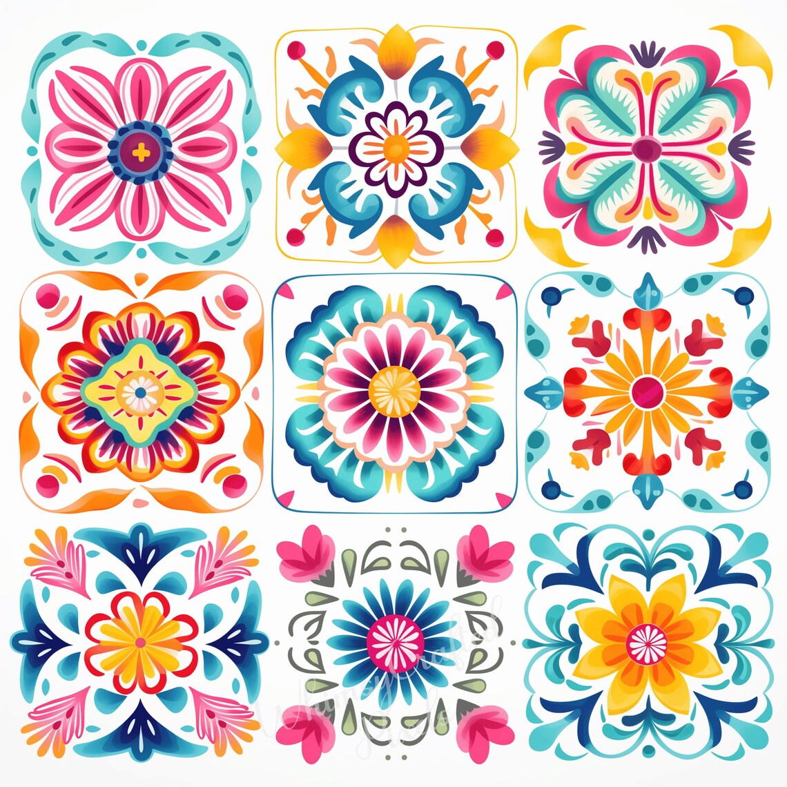 Colorful Mexican Tiles V3 Digital Pages | Printable Digital Tile ...