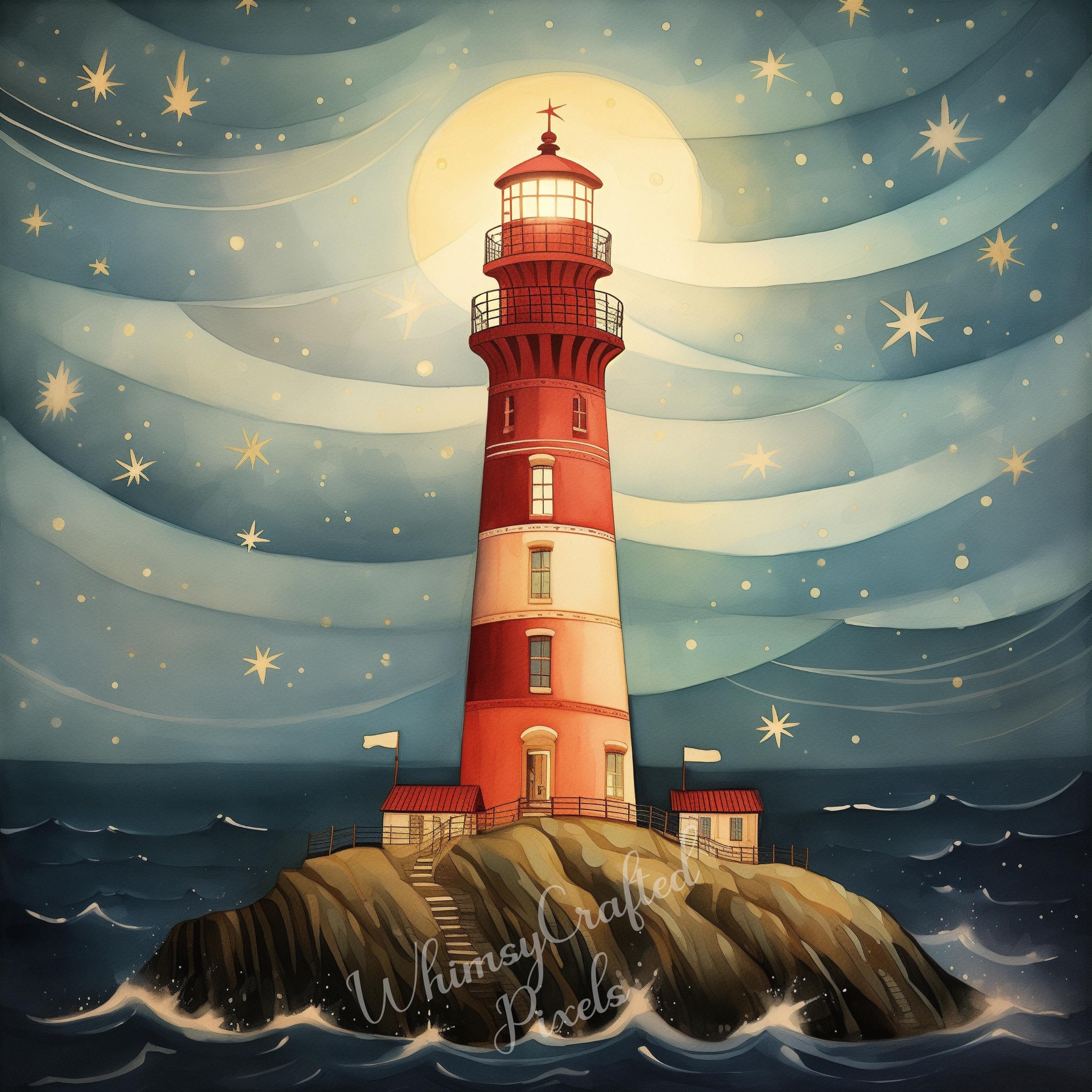 Whimsical Lighthouses Digital Pages | Lighthouse Printable Digital ...