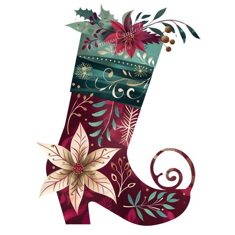 Quirky Christmas Stocking Clip Art Set Fun Digital Images Scrapbooks ...
