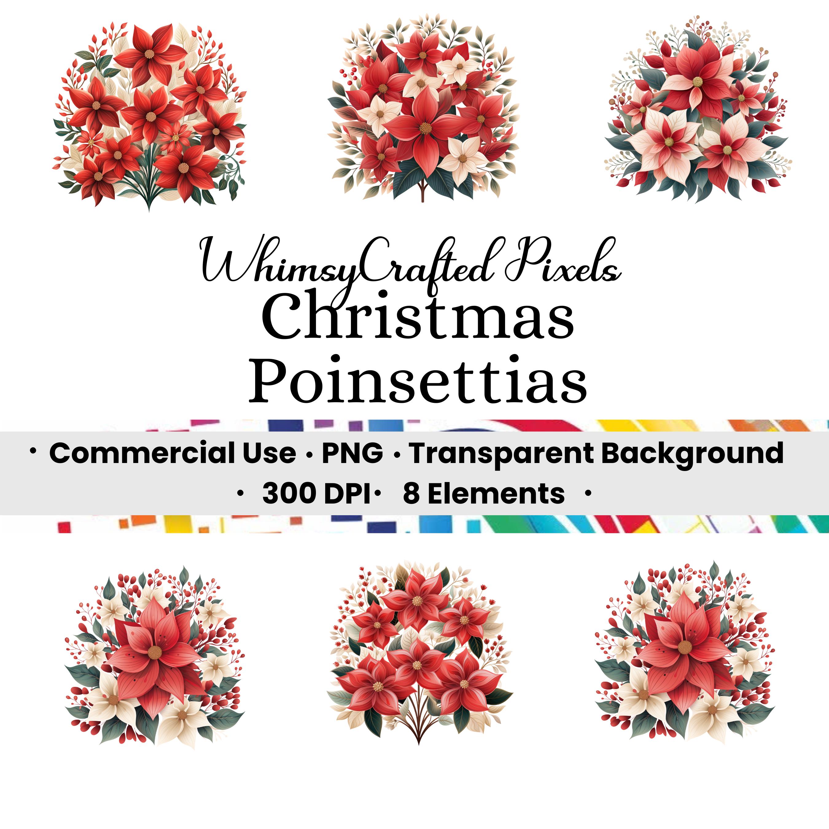 Christmas Poinsettias Clip Art | Holiday Digital Images | for ...