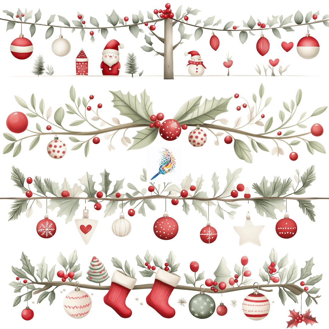 Charming Christmas Borders Clip Art Set | Digital Border Images for ...