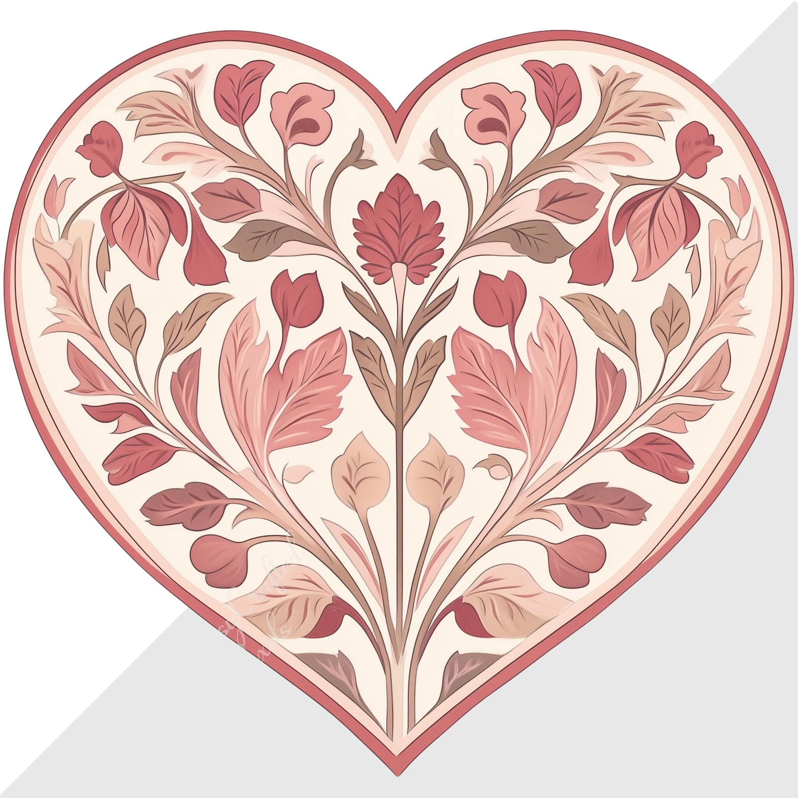 Pink Floral Heart Clip Art Set | Valentine Digital Images for ...