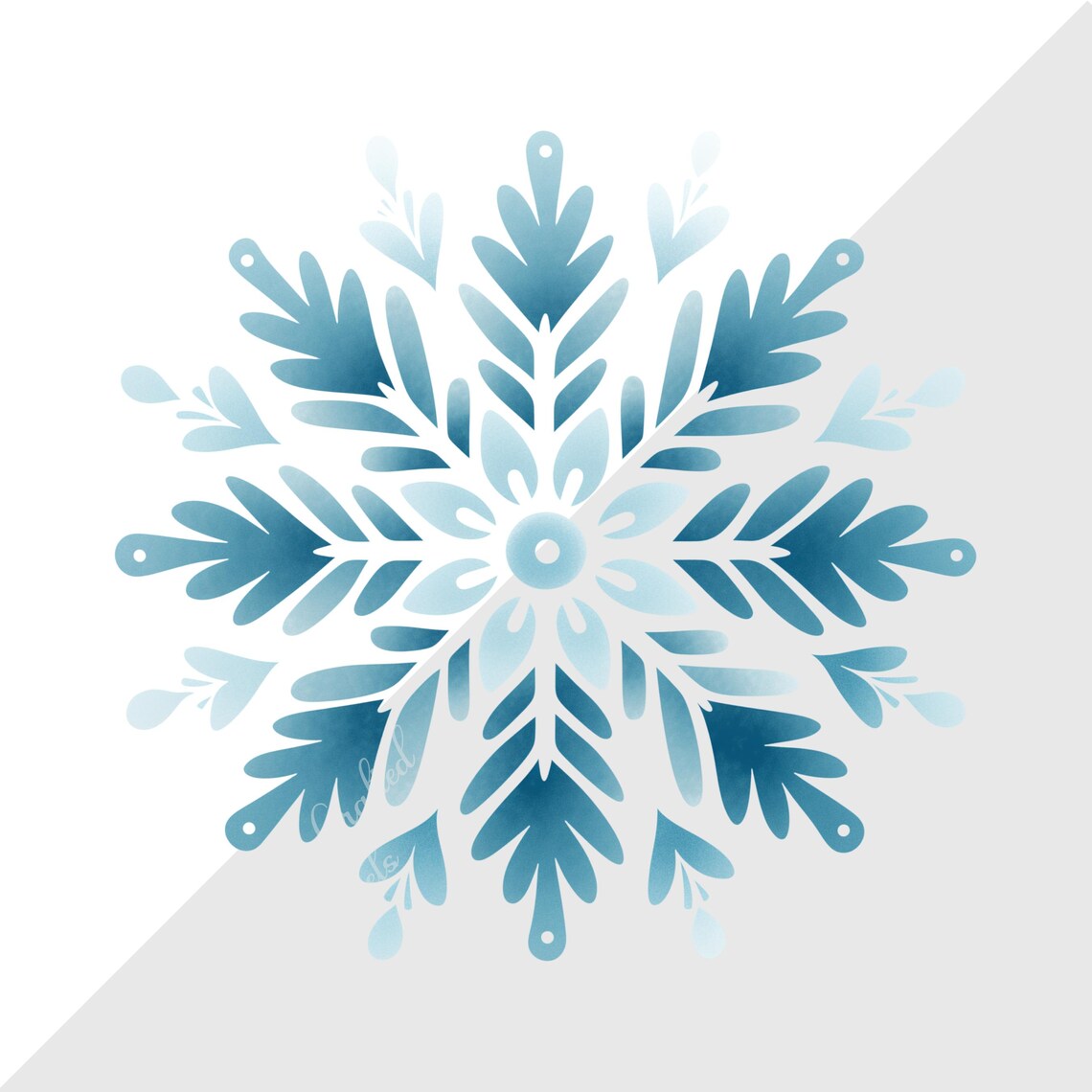 Blue Folk Art Snowflakes Clip Art Set | Winter Digital Images for ...