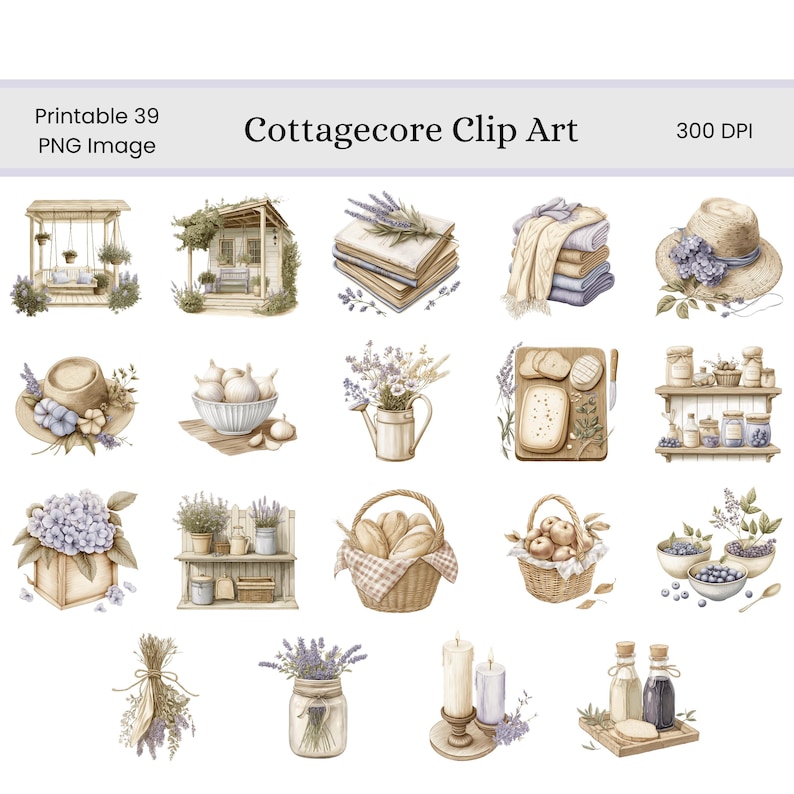 Cottagecore Clip Art Set | Cozy Digital Images | Scrapbooks, Card ...