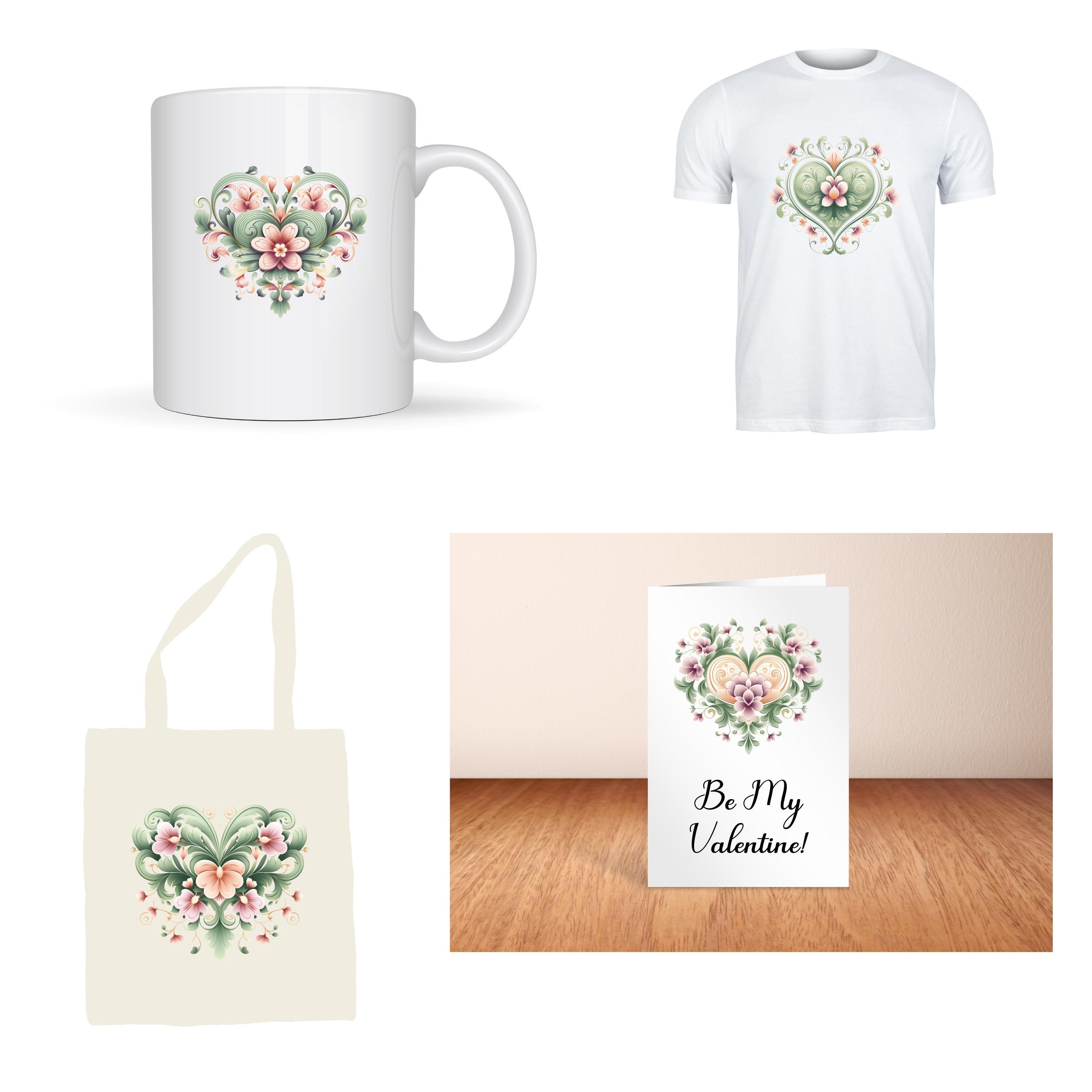 Green Floral Heart Clip Art Set | Pretty Digital Images for Scrapbooks ...