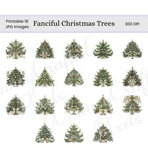 Fanciful Christmas Tree Digital Pages | Holiday Printable Digital ...
