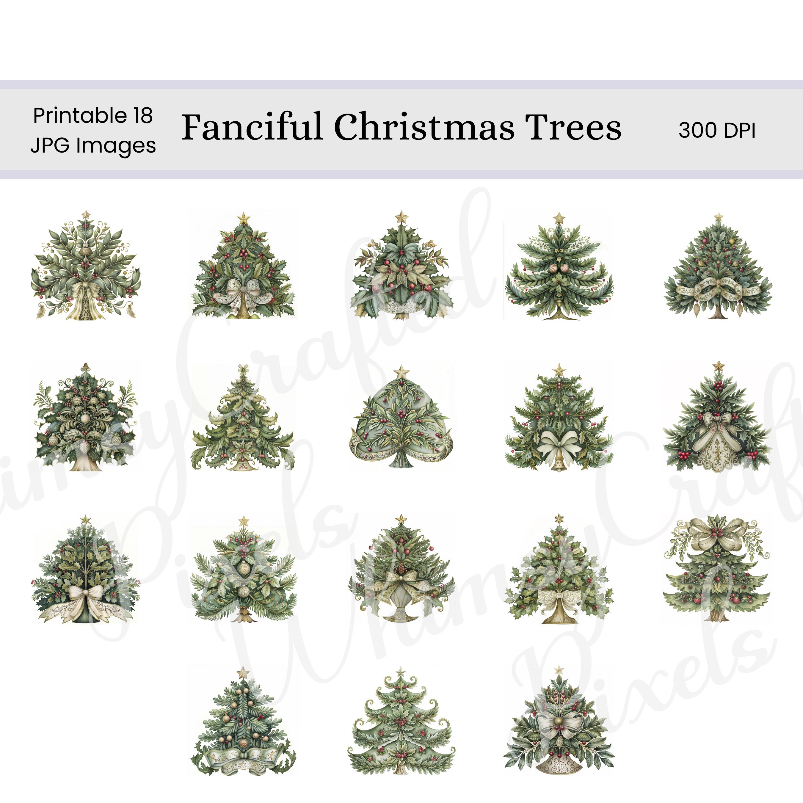 Fanciful Christmas Tree Digital Pages | Holiday Printable Digital ...