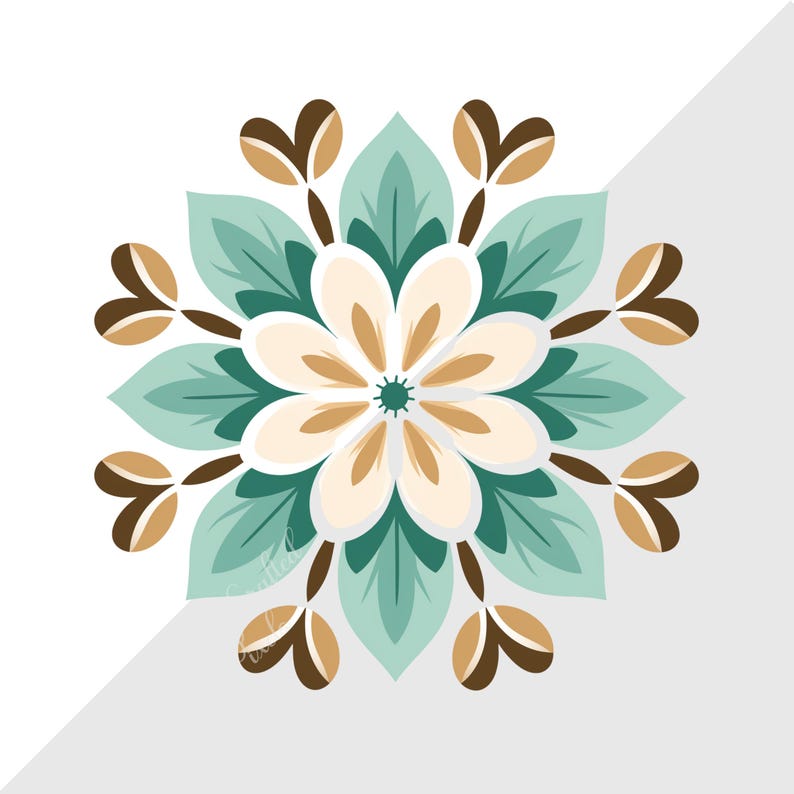 Aqua and Brown Floral Mandalas Clip Art Set | Digital Images for ...