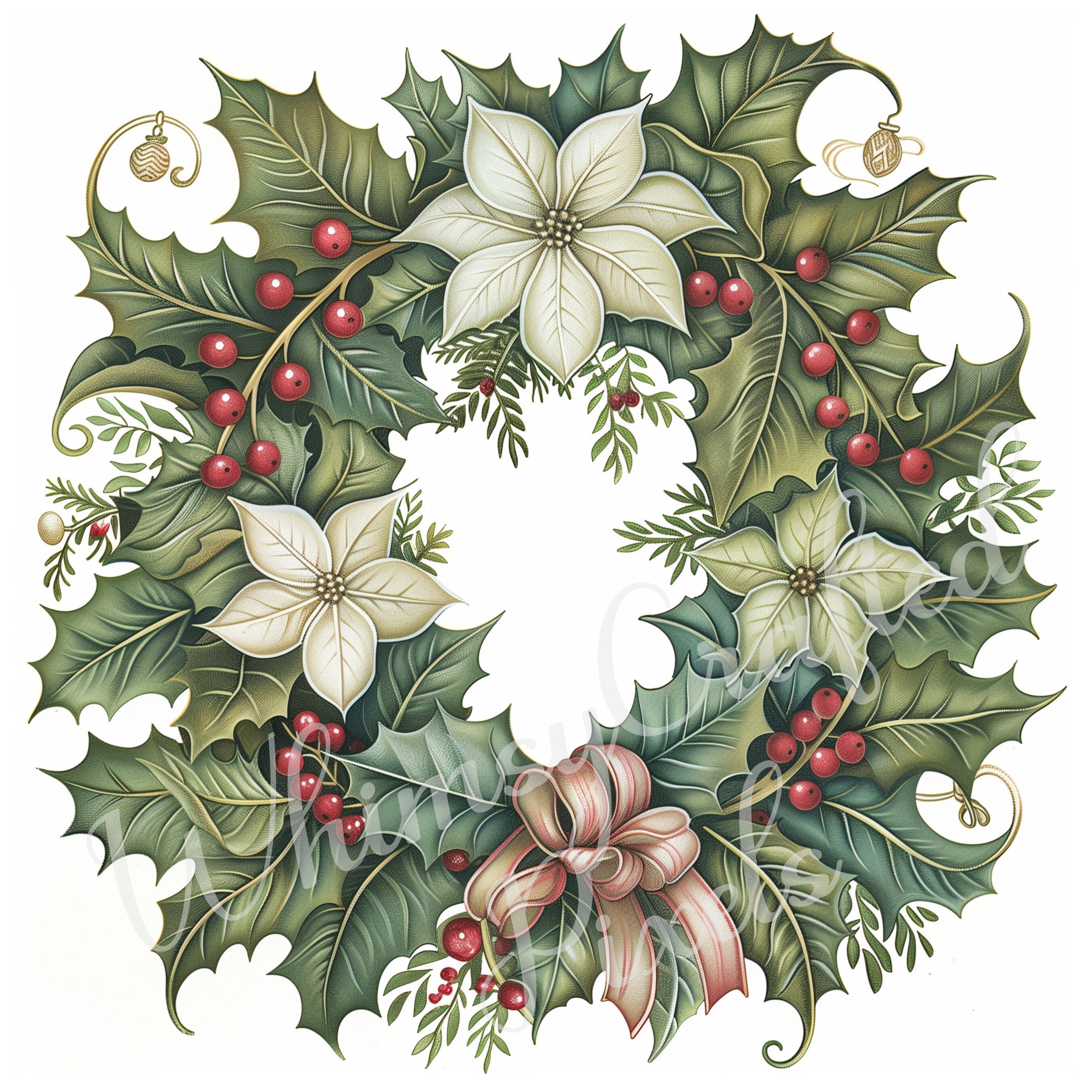 Charming Christmas Wreath Digital Pages | Holiday Printable Digital ...