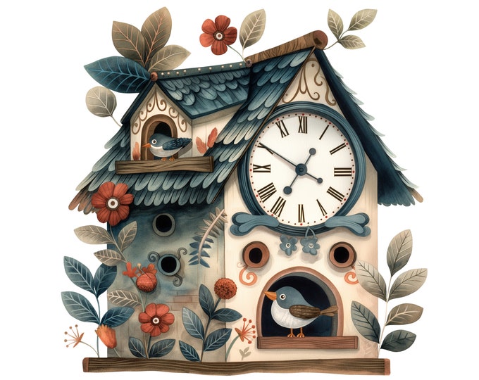 Watercolor Cuckoo Clocks Clipart Set of 20 Files With Instant Download ...