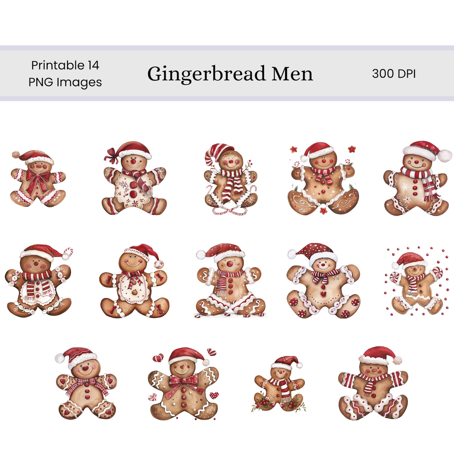 Gingerbread Men Clip Art Set | Holiday Digital Images | for Scrapbooks ...