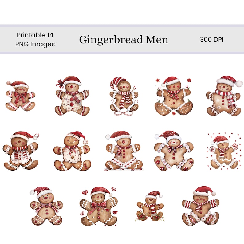Gingerbread Men Clip Art Set | Holiday Digital Images | for Scrapbooks ...