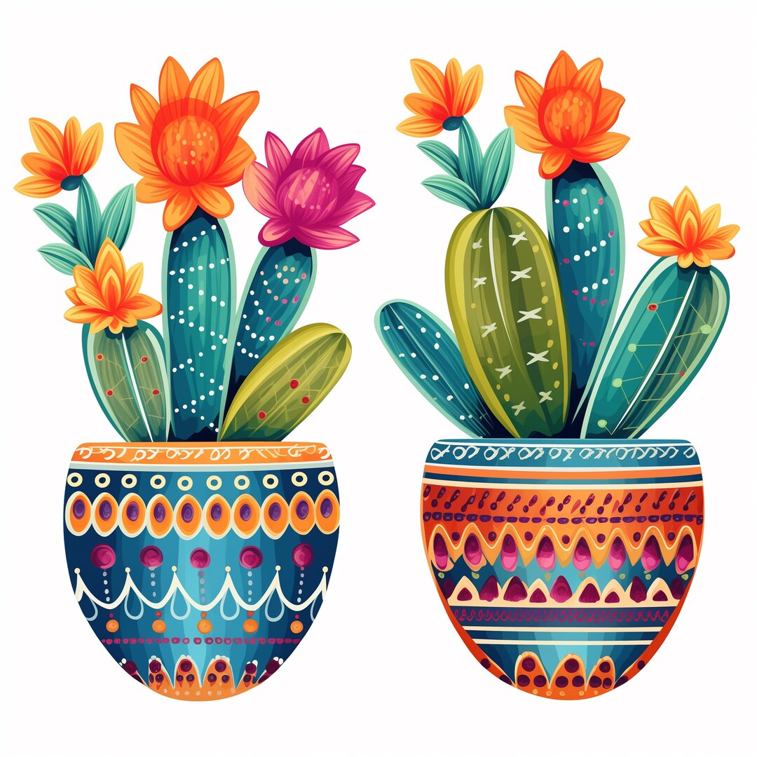 Colorful Cacti Digital Pages | Pretty Printable Digital Backgrounds ...